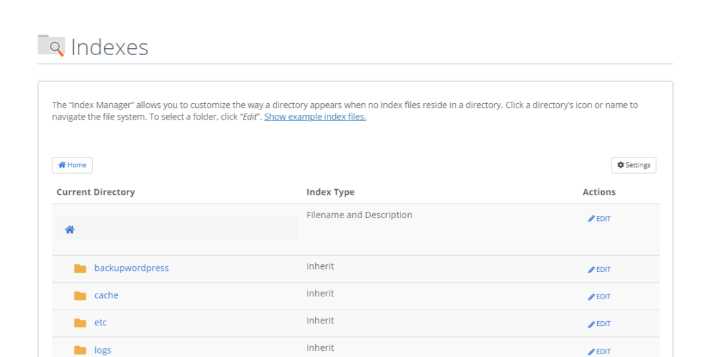 Use Index Manager In CPanel To Customize And Control Directories
