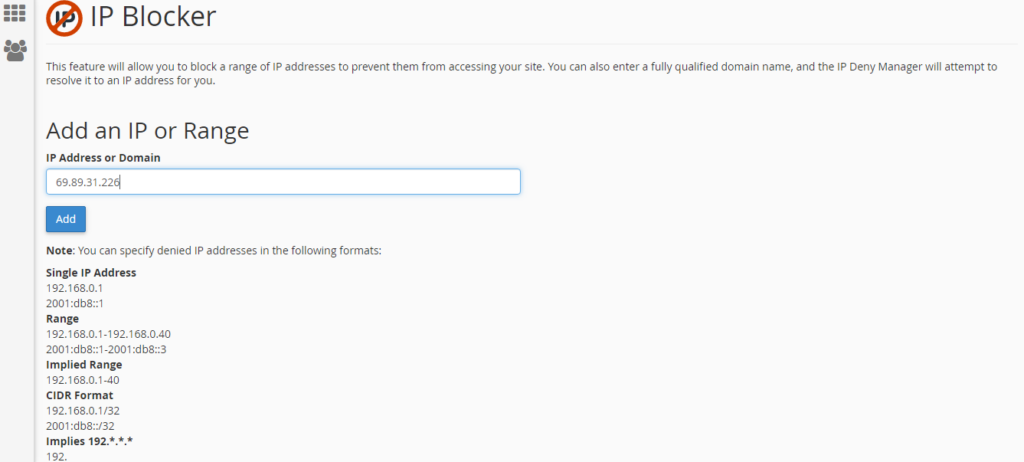 How To Use The IP Deny Manager